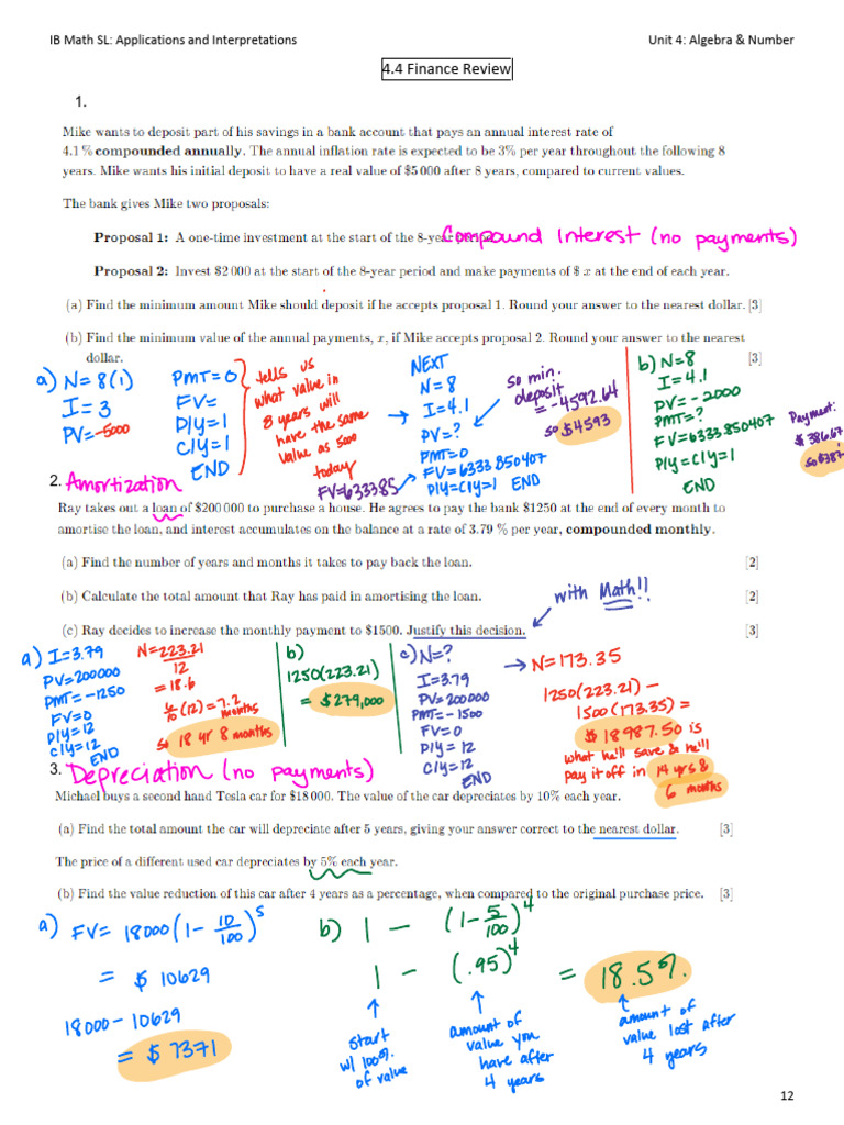 IB Math SL Finance Review Guide | PDF | Mathematical Finance ...