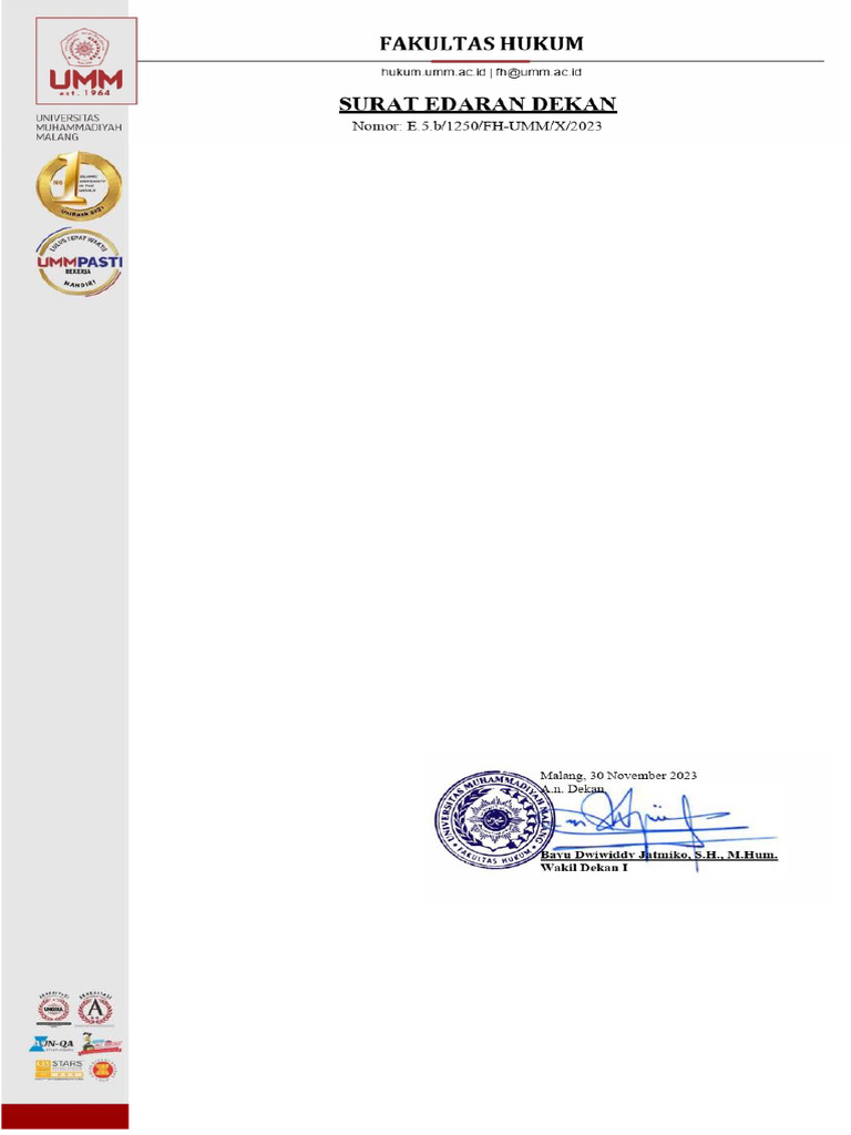 Surat Edaran Ujian Pendaftaran Skripsi 2023 | PDF