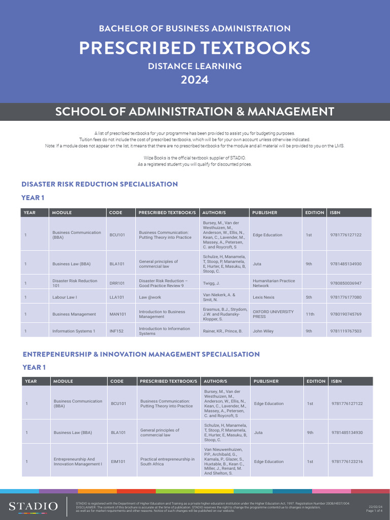 Stadio Soaam Bba Dl Textbooks 2024 Website | PDF | Business | Book Publishing