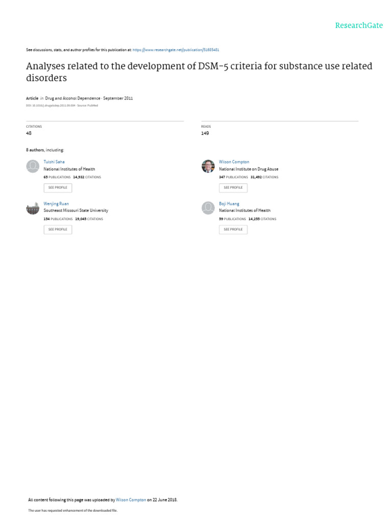 Analyses related to the development of DSM-5 criteria for substance use ...