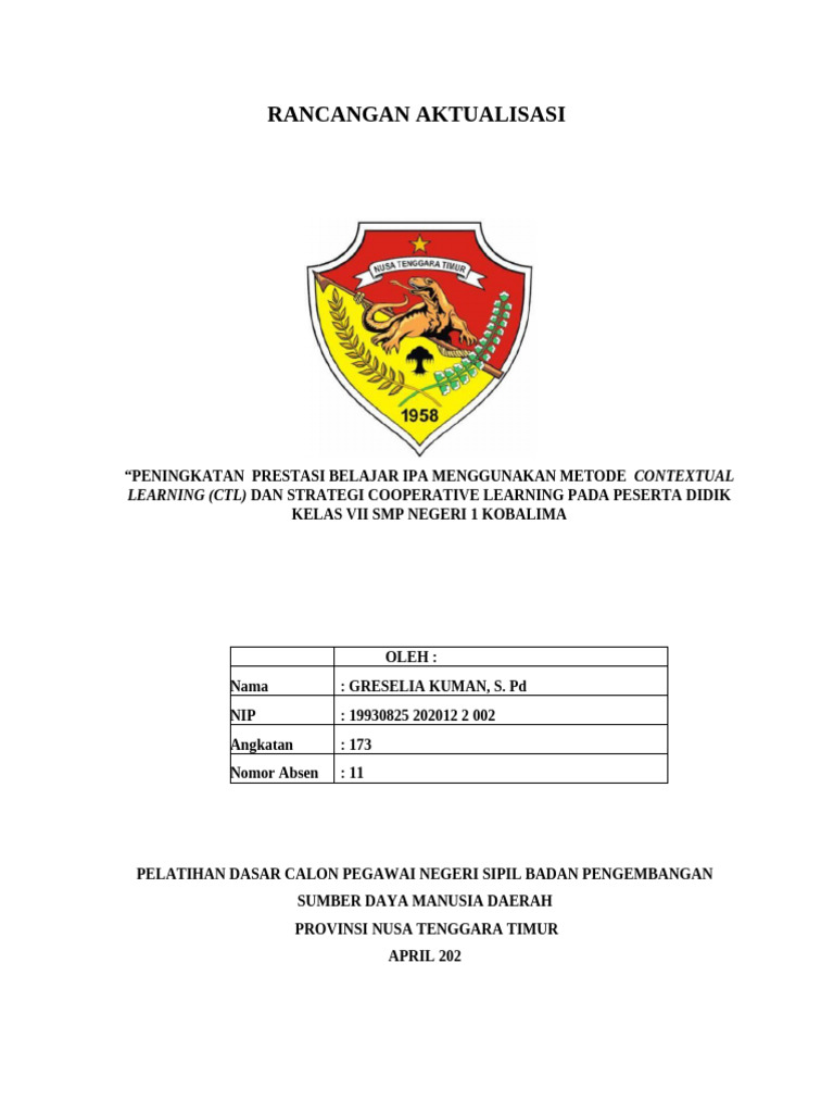Rancangan Aktualisas Perbaikan Konsul 1 | PDF