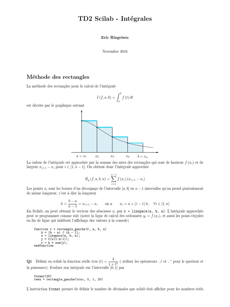Intégrales en Scilab : Méthodes et Implémentations | PDF | Intégral | Pi
