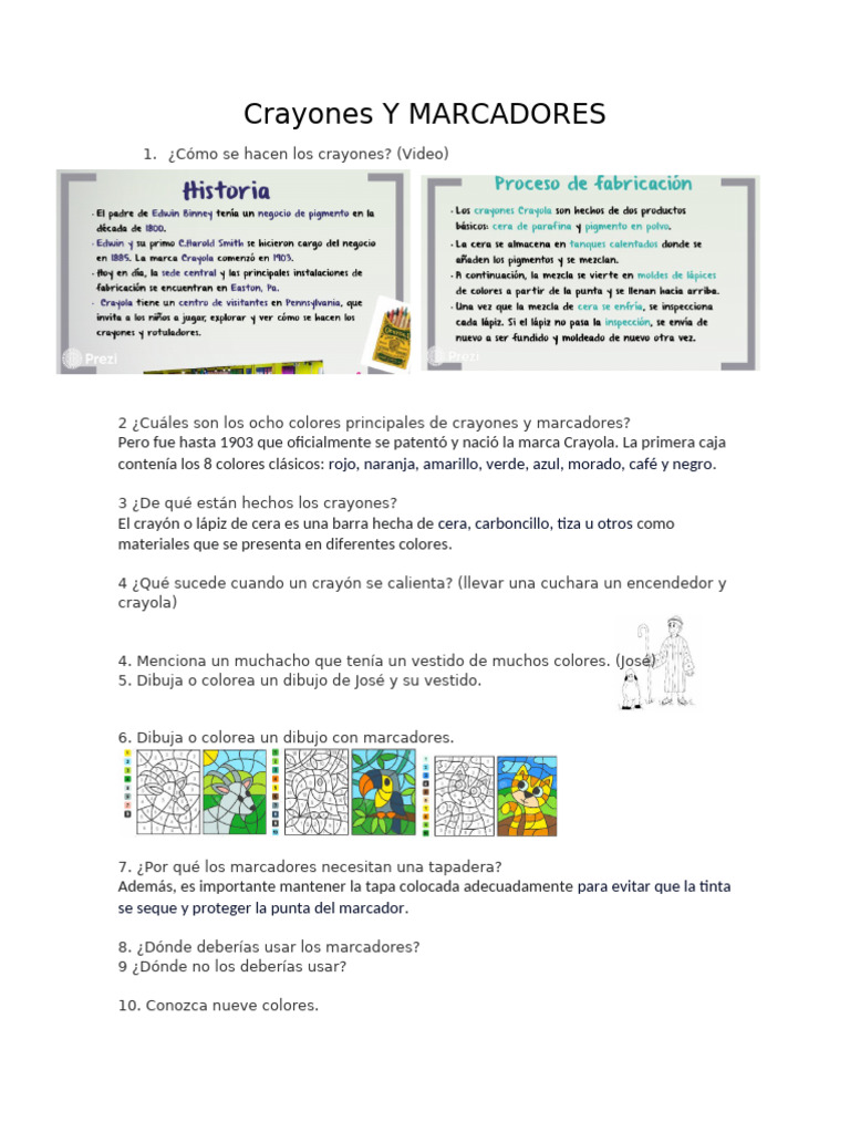 Crayones y marcadores | PDF
