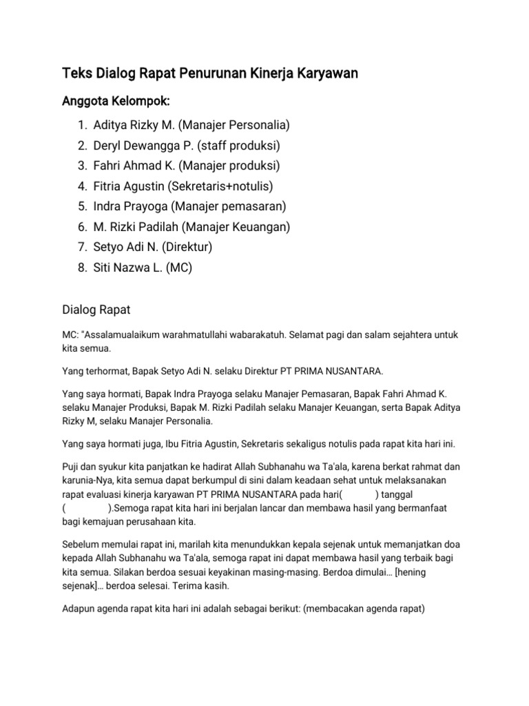 Teks Dialog Rapat OTK Humas | PDF