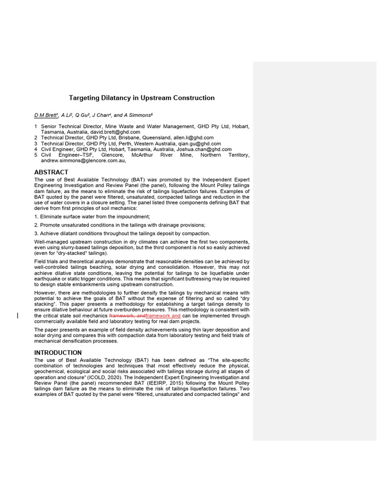 Targeting Dilatancy in Upstream Construction | PDF | Soil Mechanics | Strength Of Materials