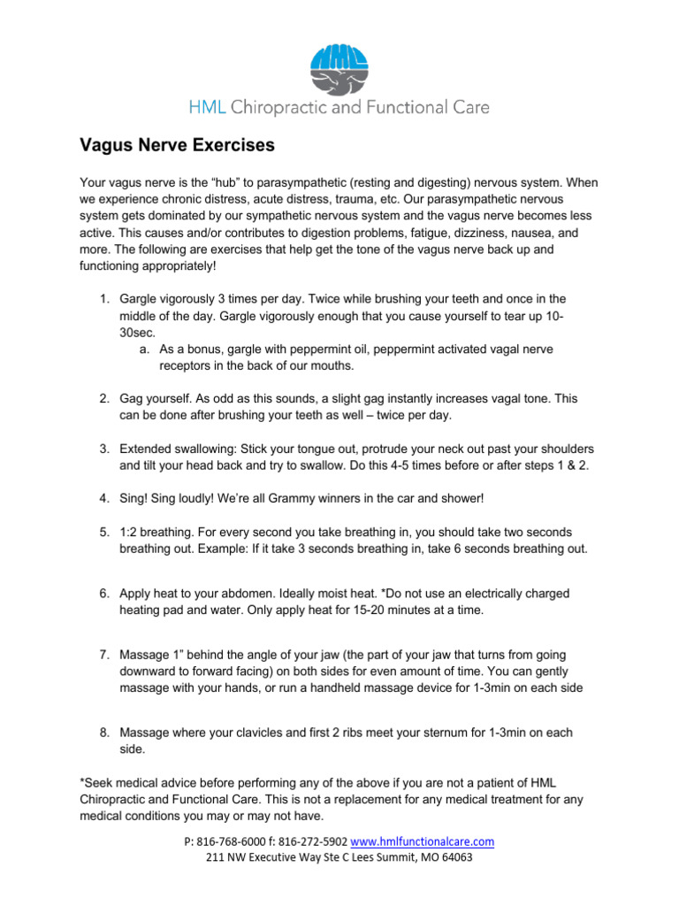 Vagus Nerve Exercises | PDF