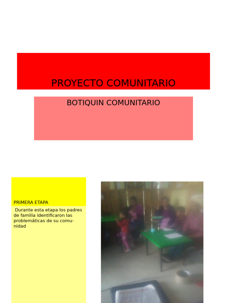 Proyecto de Botiquín Comunitario: Etapas y Logros | PDF