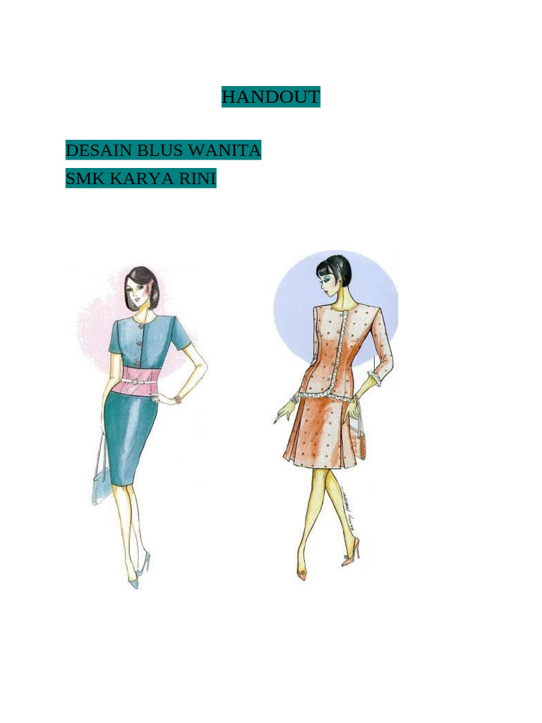 Desain dan Sketsa Blus serta Rok | PDF