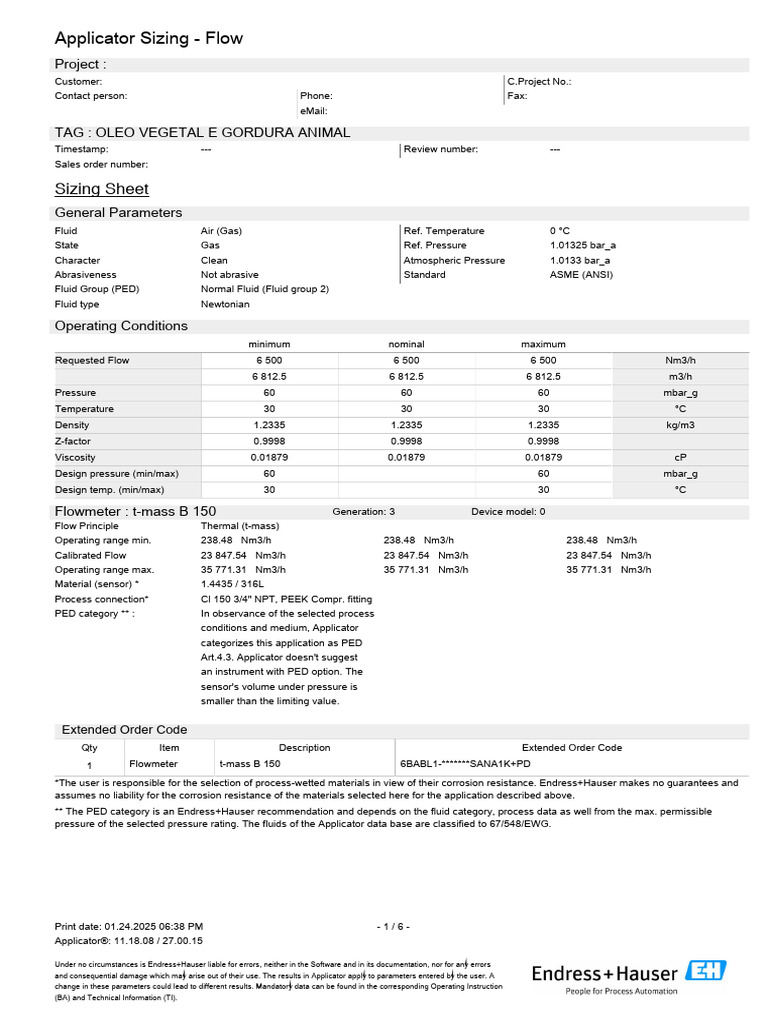 Sizing FLO 6BAB 20250124T183801Z001 | PDF | Flow Measurement | Viscosity