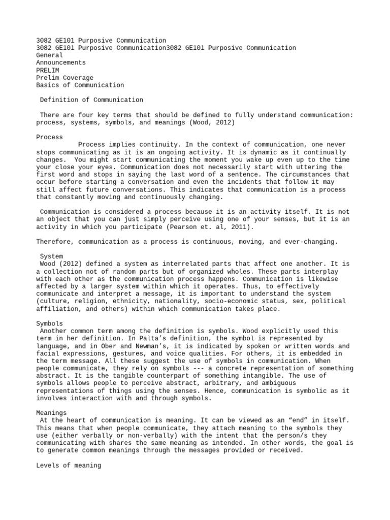 Purposive Communication | PDF | Communication | Semantics