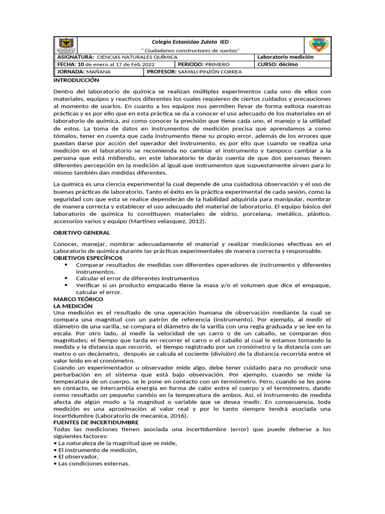 Medición y Precisión en Química | PDF | Medición | Exactitud y precisión