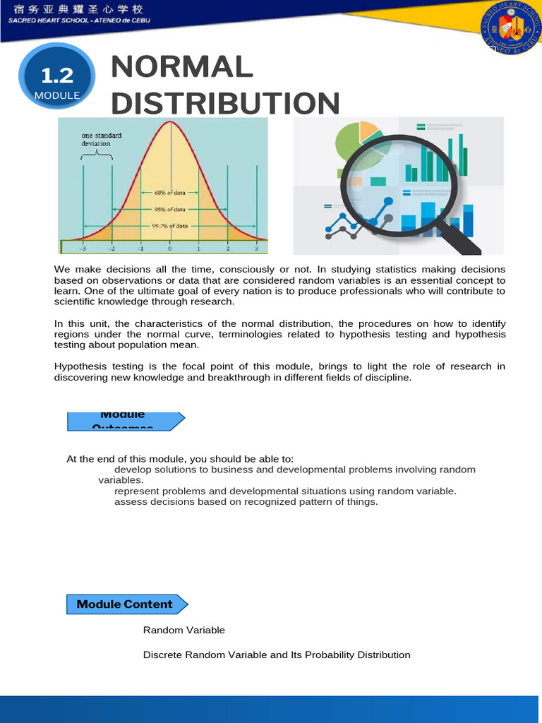 Statistics and Probability Module 1.2- Normal Distributions | PDF ...