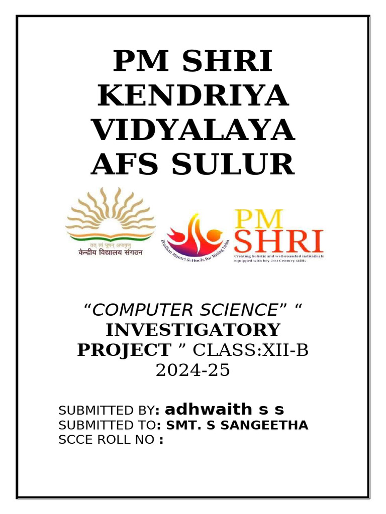 Cs Investigatory Project 2024-25 | PDF | My Sql | Databases