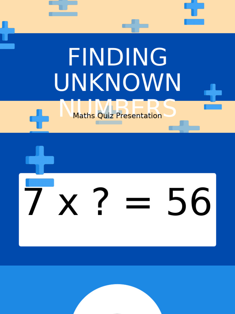 Finding Unknown Values in Equations Maths Quiz Presentation in Blue ...