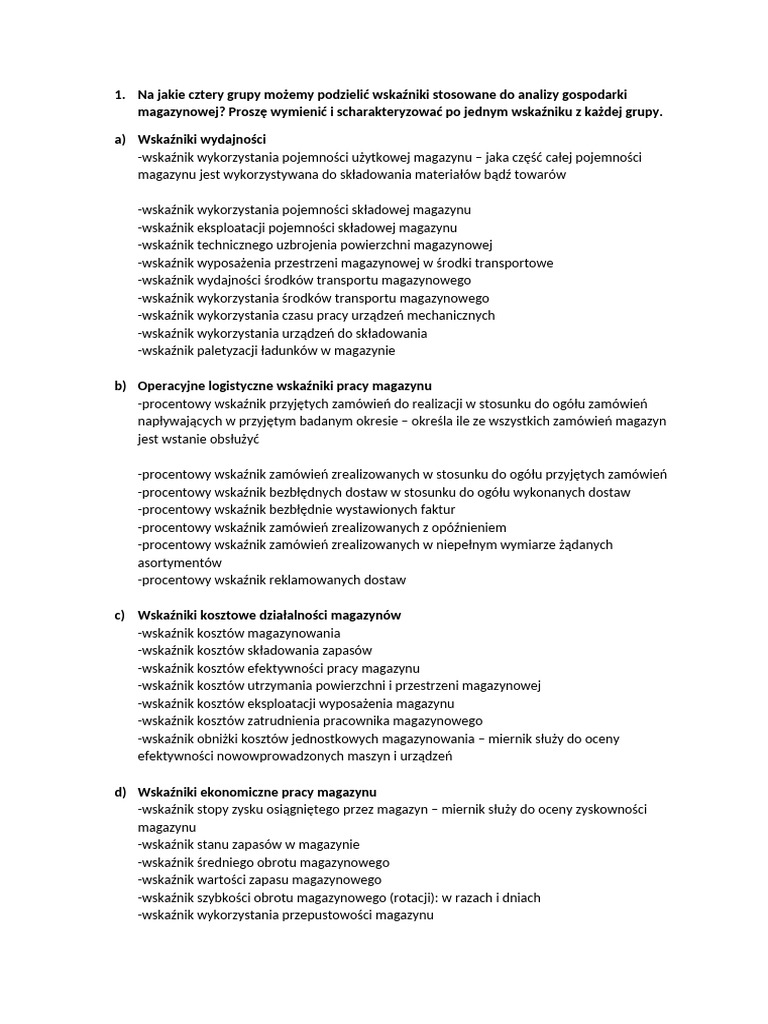 Pytania Wyklad 9 | PDF