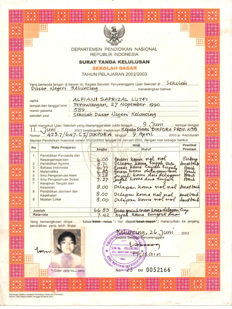 Ijazah SD Ijeng | PDF