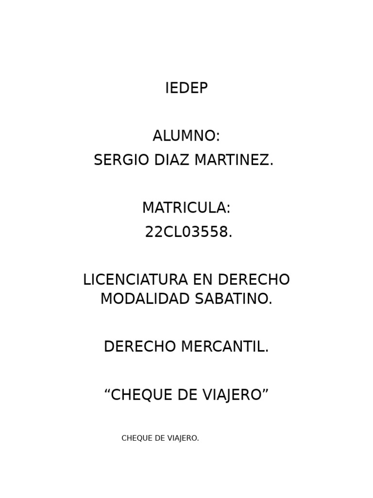 Ventajas y desventajas del cheque viajero | PDF | Cheque | Dinero