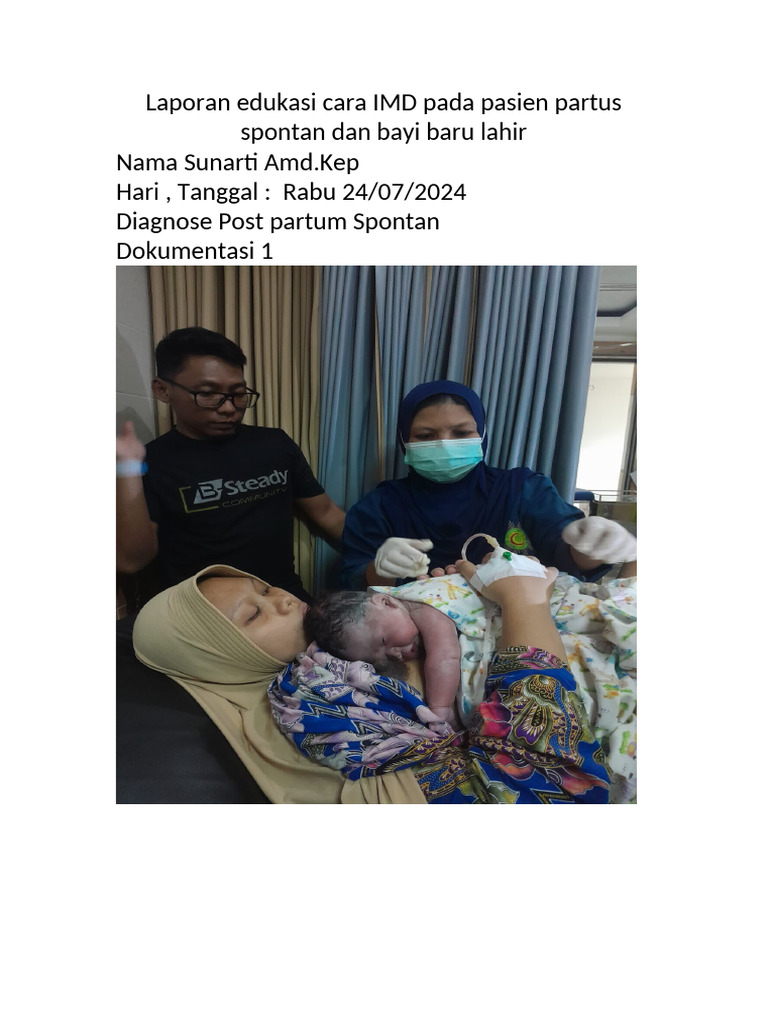 Laporan Edukasi Cara IMD Pada Pasien Partus Sponta | PDF
