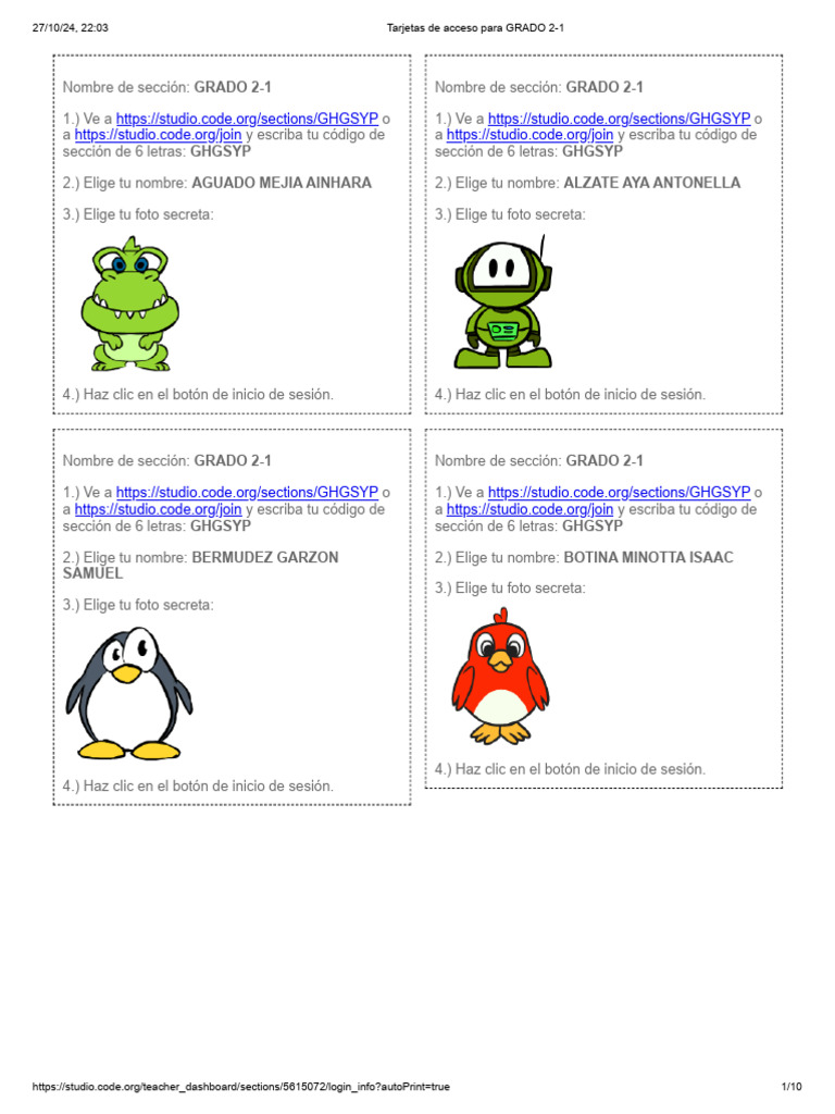 Acceso a Sección GRADO 2-1 | PDF