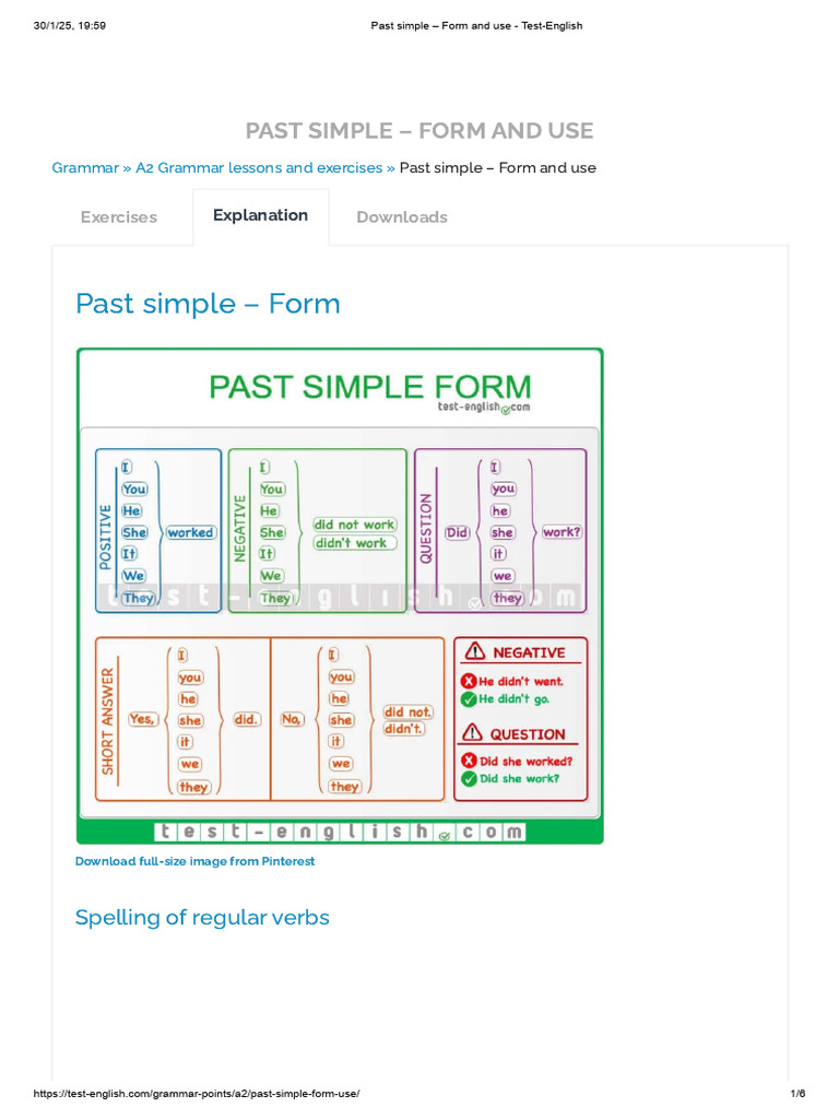 Past Simple: Form and Usage Guide | PDF