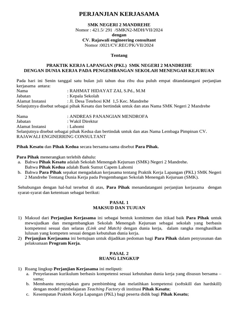CONTOH KERJASAMA FINAL EDIT | PDF