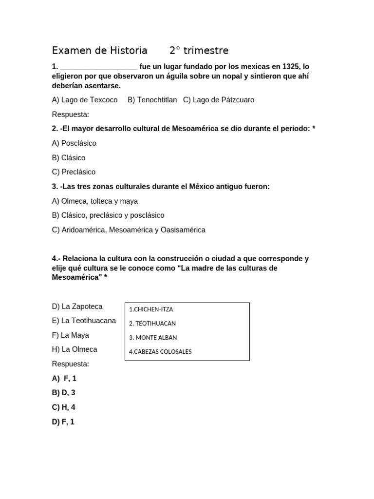 2 Examen de Historia 2 Trimestre 2023 | PDF
