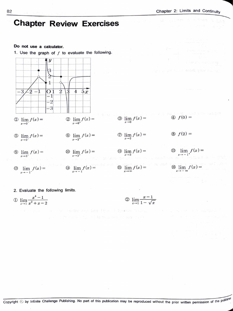 Limits and Continuity Chapter Review | PDF | Asymptote | Tangent