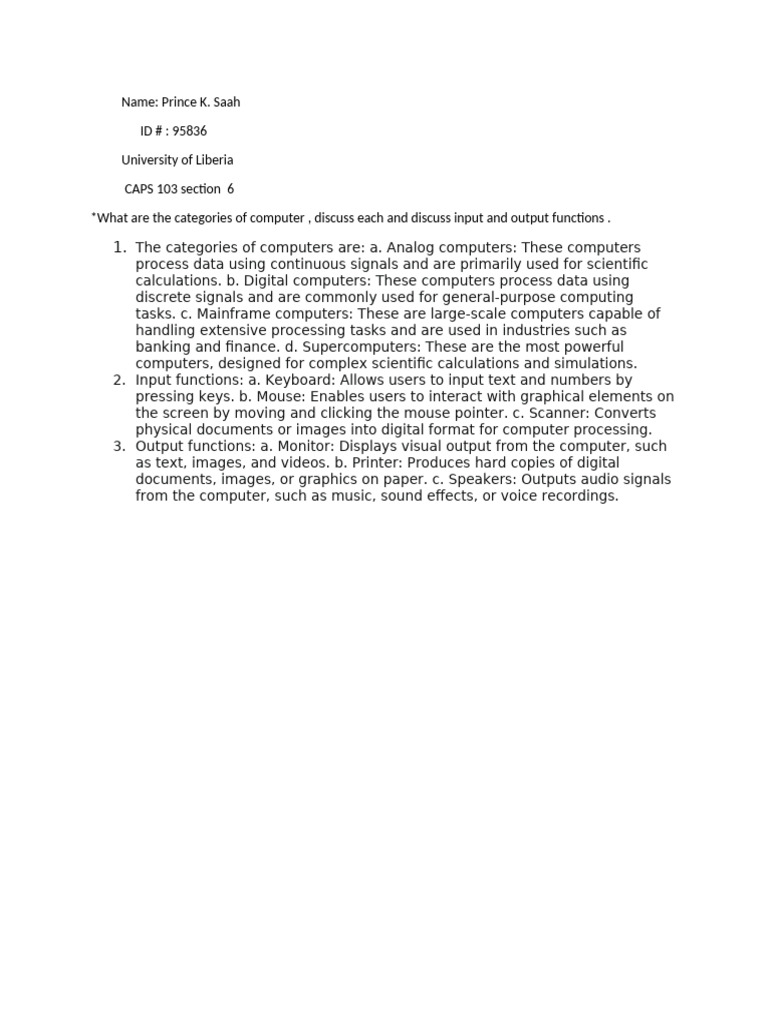 Computer Assignment | PDF