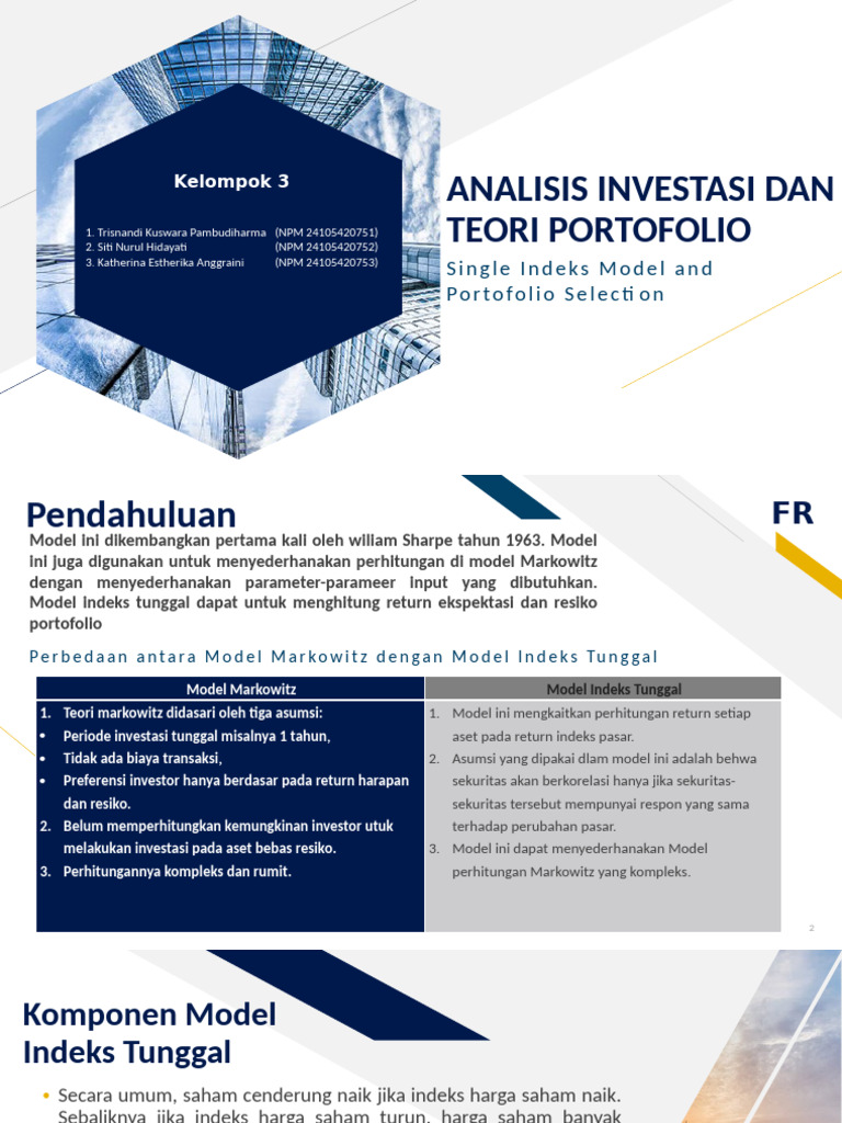 Kelompok 3 - Model Indeks Tunggal - ANALISIS INVESTASI DAN TEORI ...