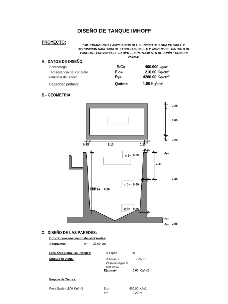 ESTRUCTURAL TANQUE IMHOFF | PDF | Hormigón | Ingeniería de Edificación