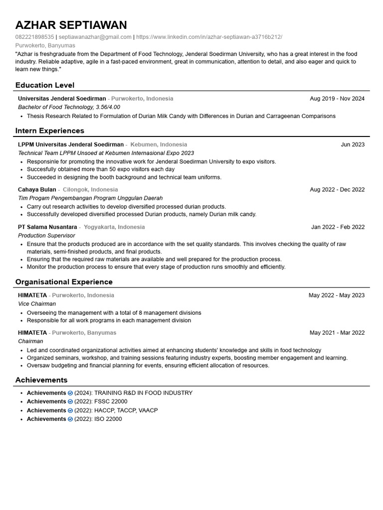 AZHAR SEPTIAWAN QC CGK | PDF