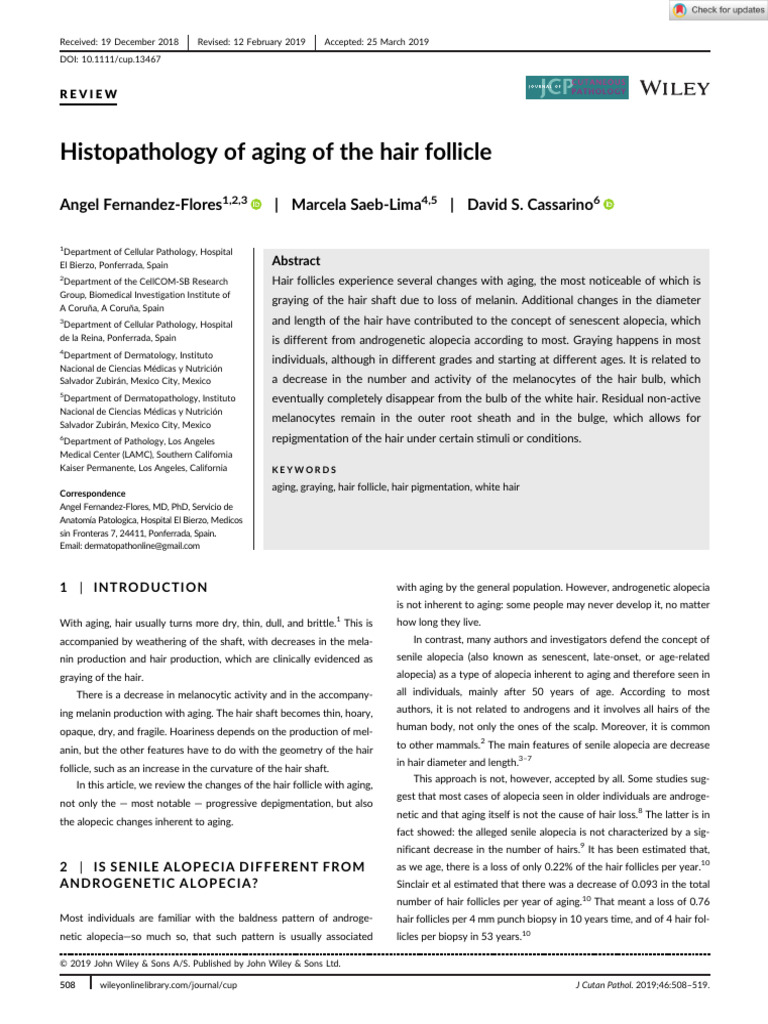 Histopathology of Aging of The Hair Follicle | PDF | Hair Loss | Hair