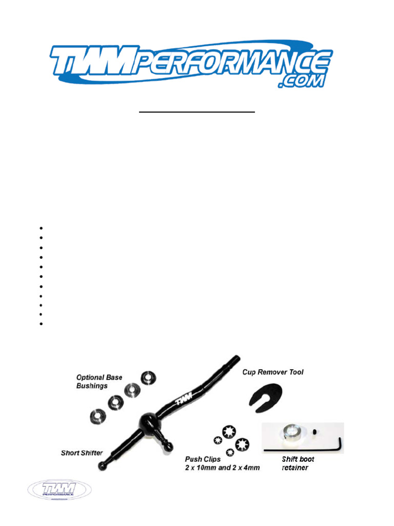 TWM Short Shifter Install Guide for Evo X | PDF | Manual Transmission ...