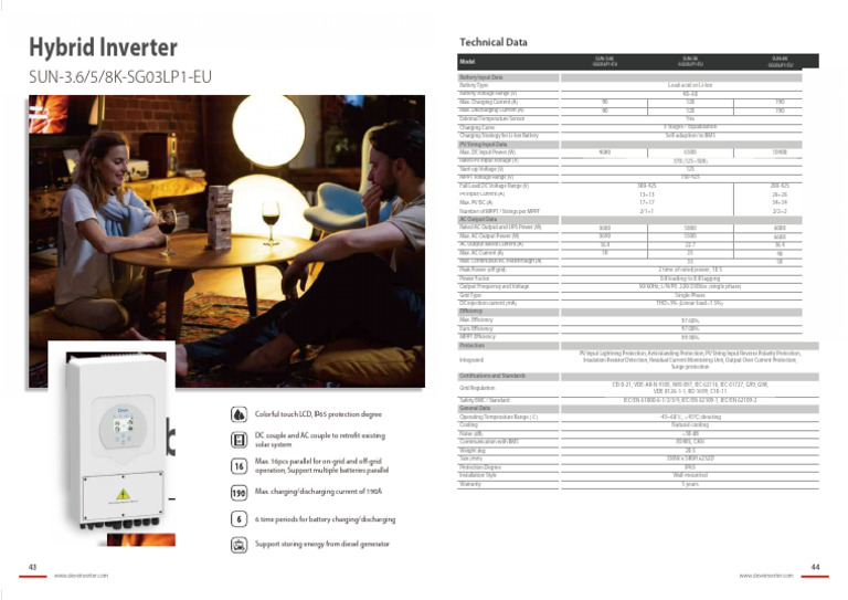 Hybrid Inverter Technical Specifications | PDF | Alternating Current ...