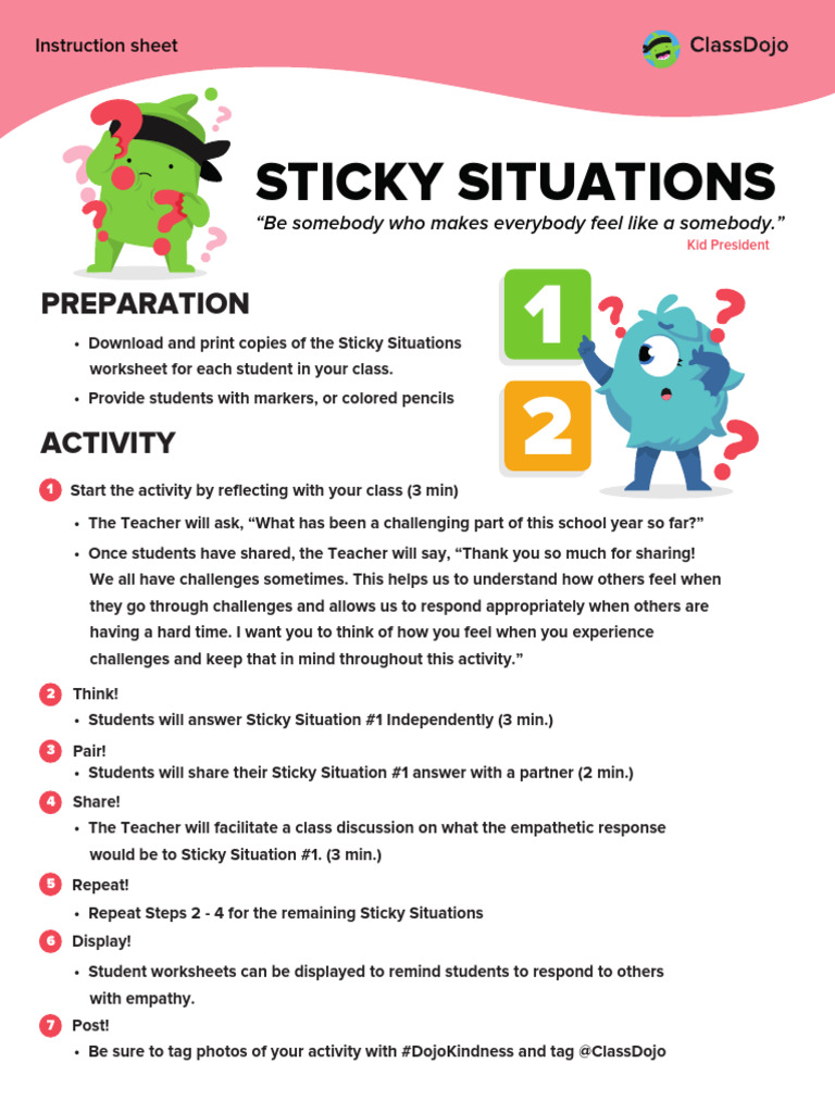 ClassDojo Sticky Situations | PDF