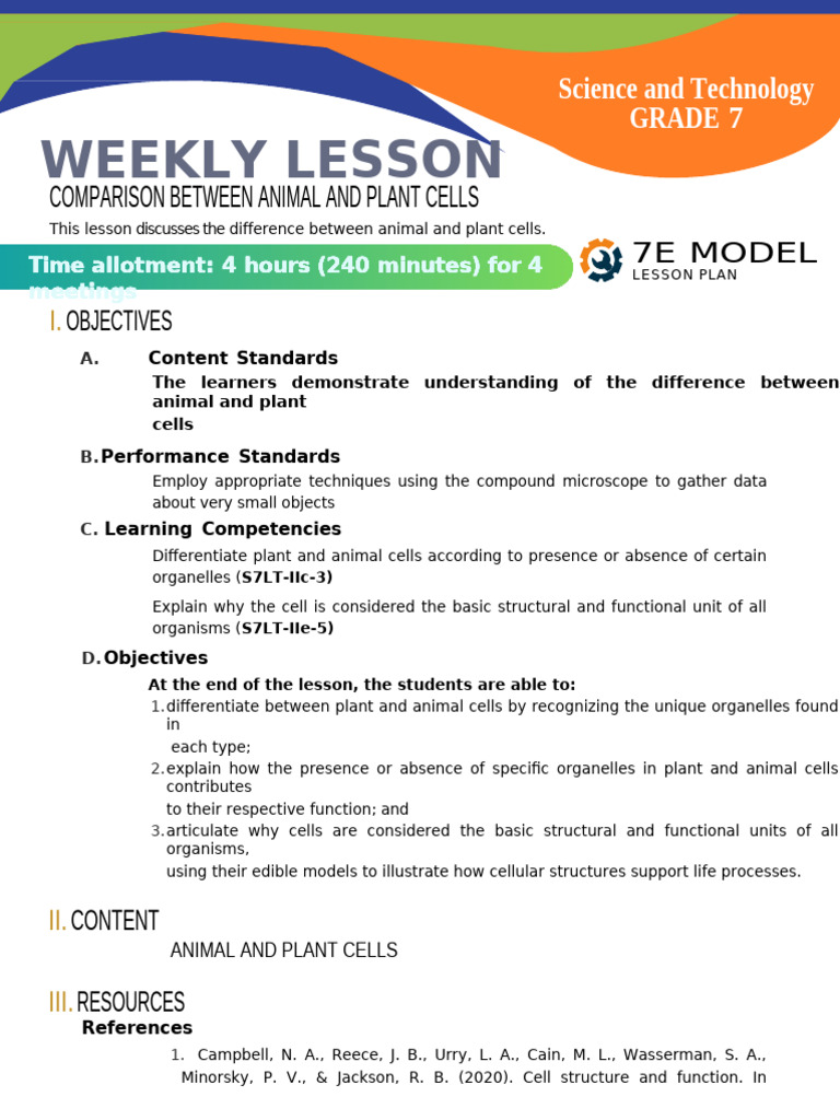 Lesson Plan Edible Cell Model | PDF | Cell (Biology) | Organelle