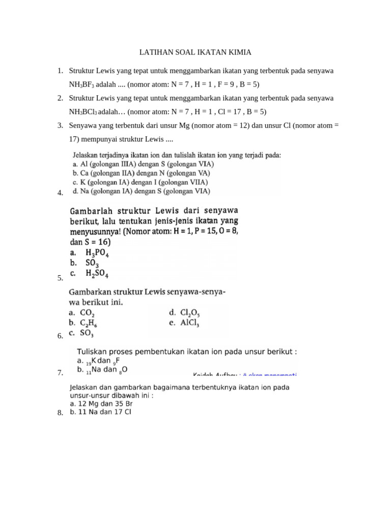 LATIHAN SOAL IKATAN KIMIA II | PDF