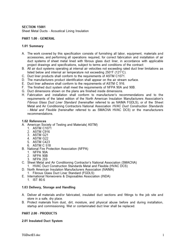 CertainTeed-Section-15081-Sheet-Metal-Ducts-Acoustical-Lining ...