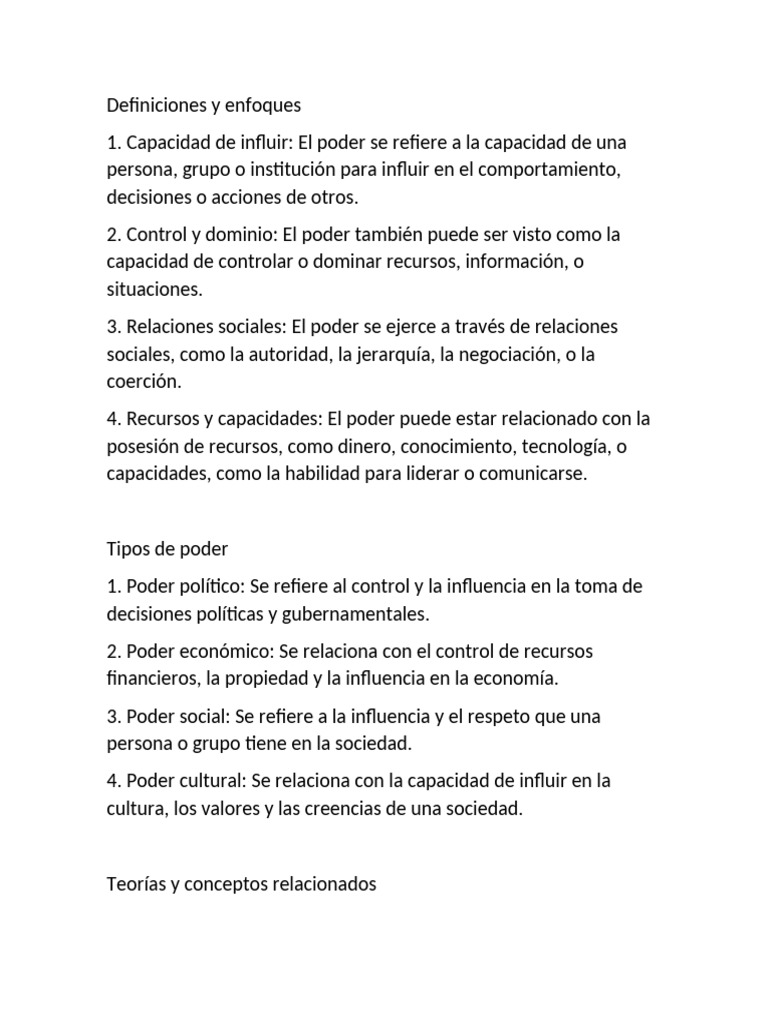 EL PODER Definiciones y Enfoques | PDF