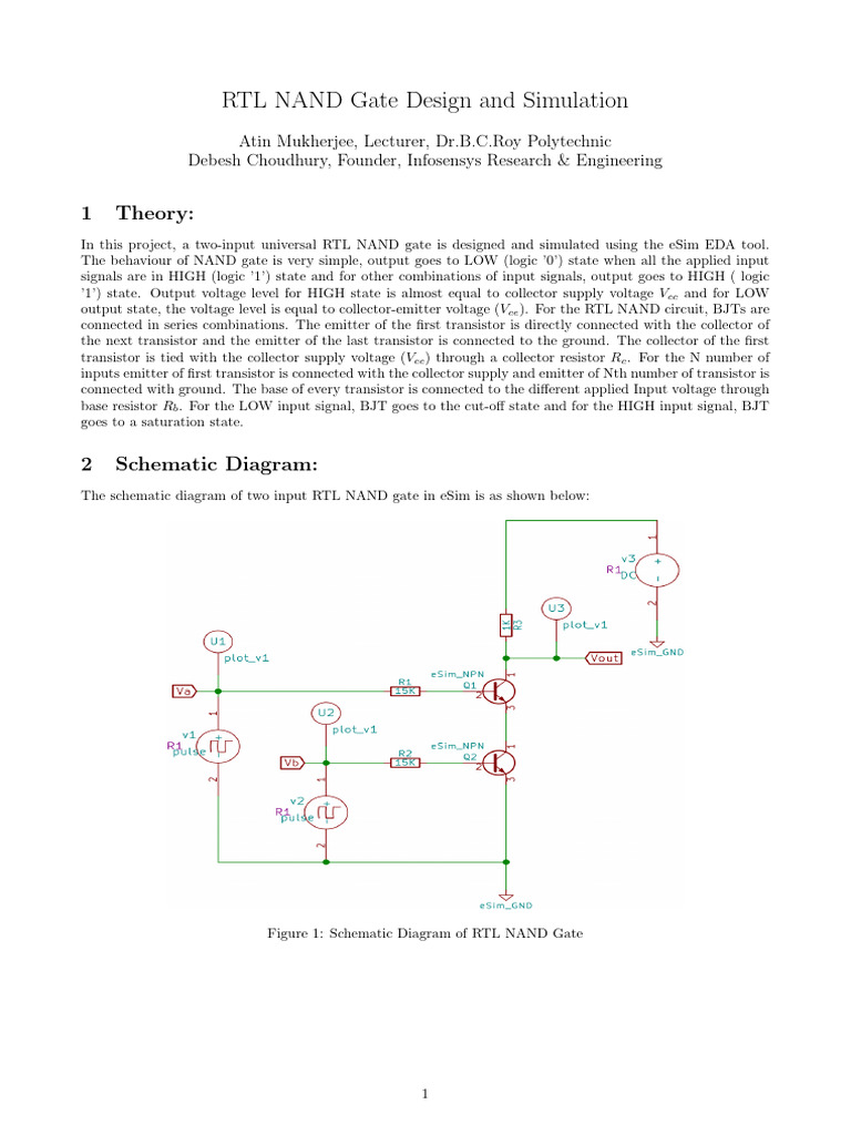RTL NAND Gate Design and Simulation | PDF | Bipolar Junction Transistor ...