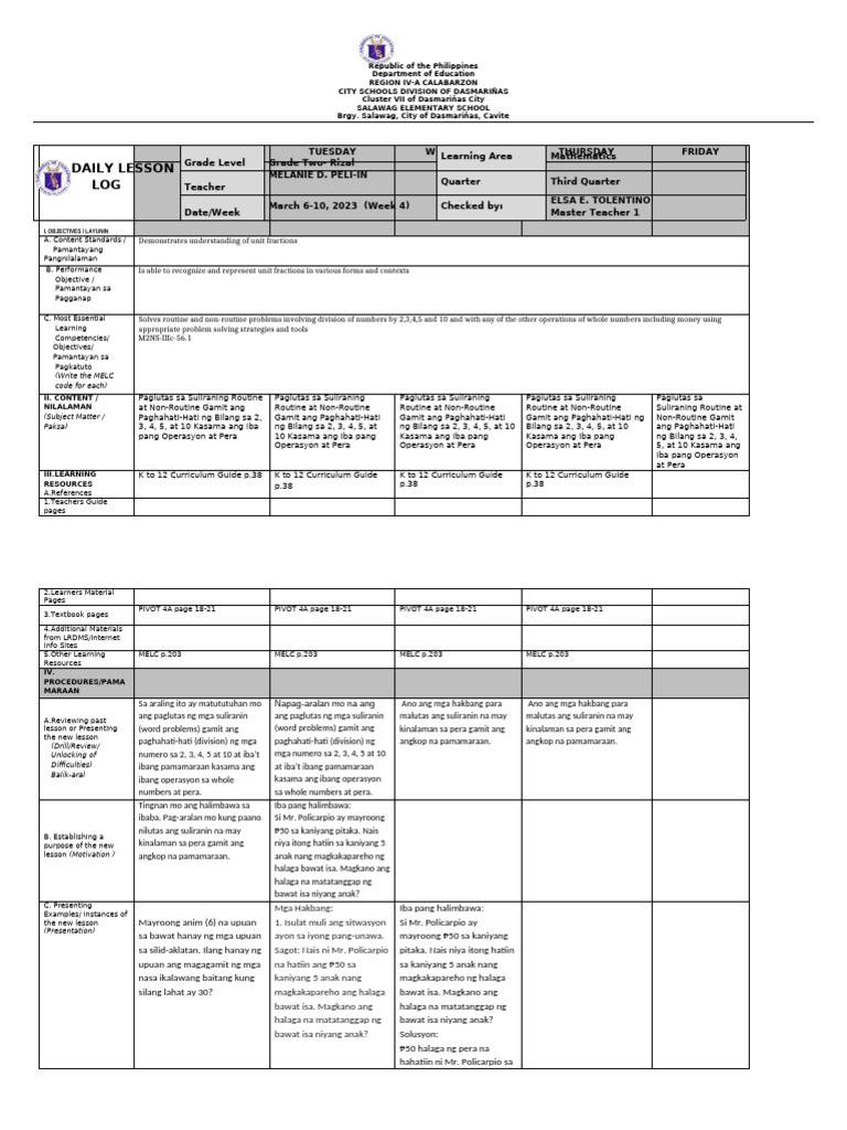 DLL Mathematics Q3 Week 4 | PDF