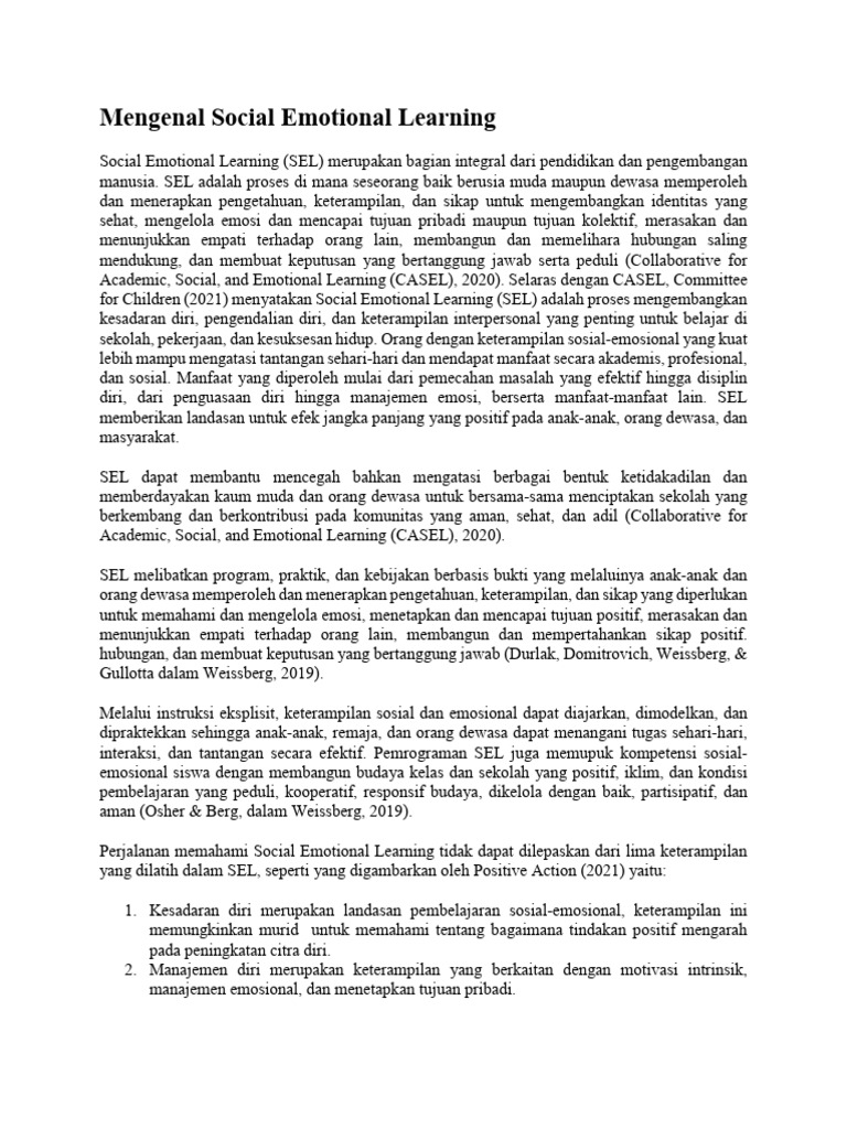 Mengenal Social Emotional Learning | PDF