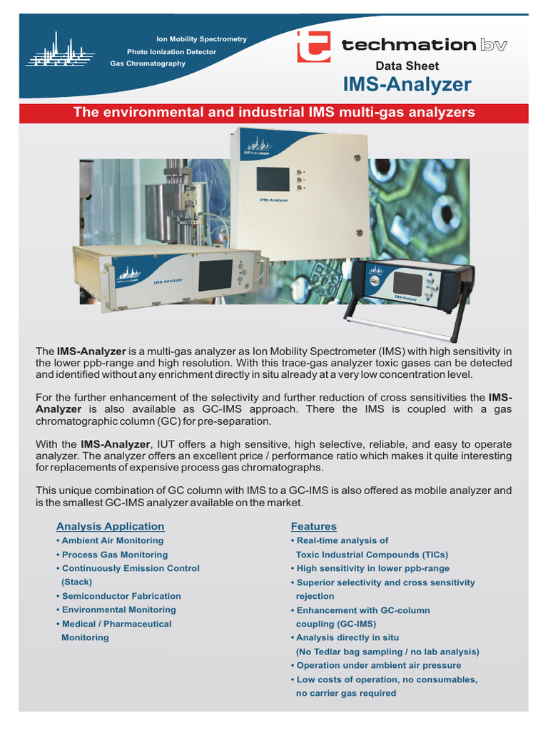 Techmation - GC IMS Analyzer | PDF | Gas Chromatography | Mass Spectrometry