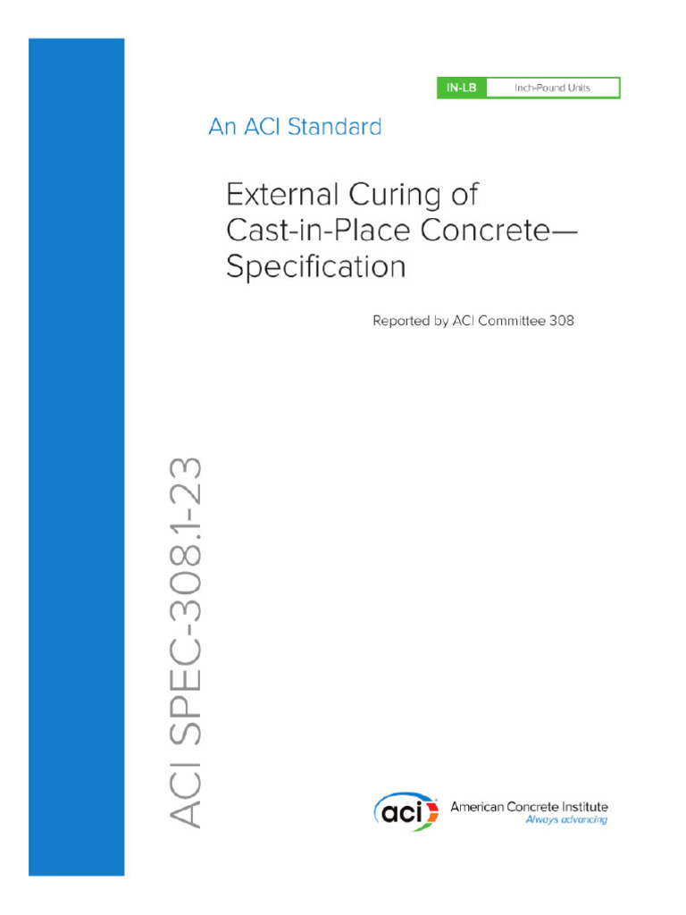 ACI SPEC 308-1-23 External Curing of Cast in Place Concrete ...