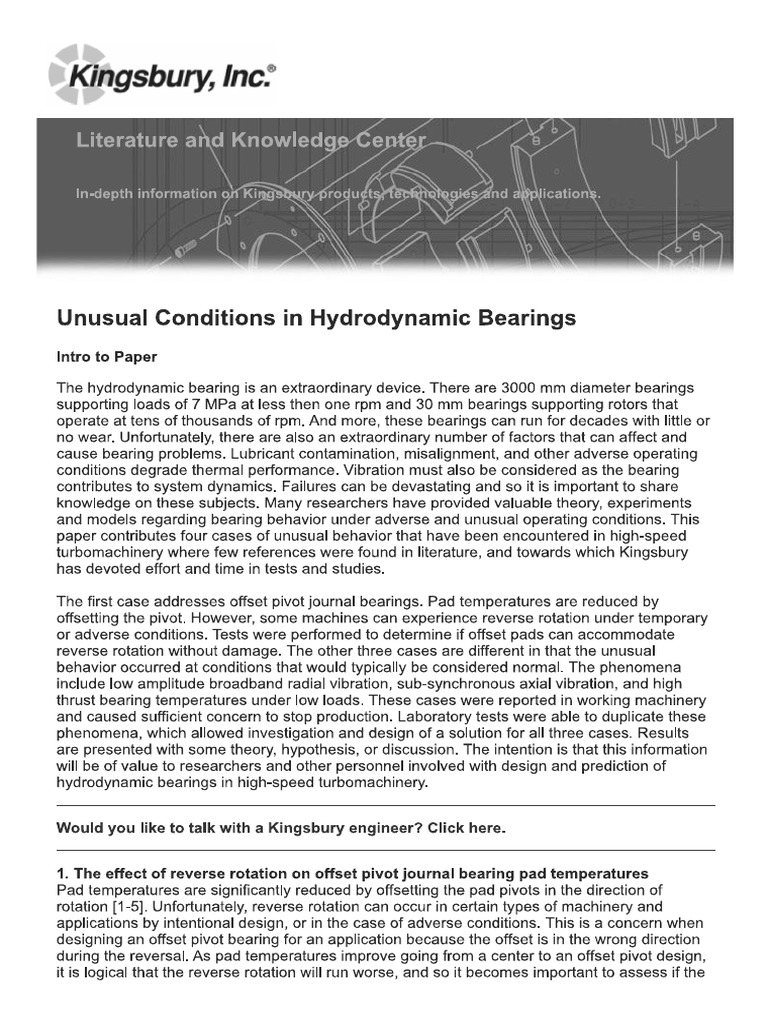 Hydrodynamic Bearing Issues - Reverse Rotation, Vibration, Low-Load ...
