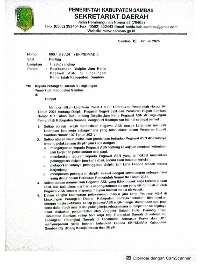 Pelaksanaan Diisiplin Jam Kerja Pegawai ASN (1) | PDF