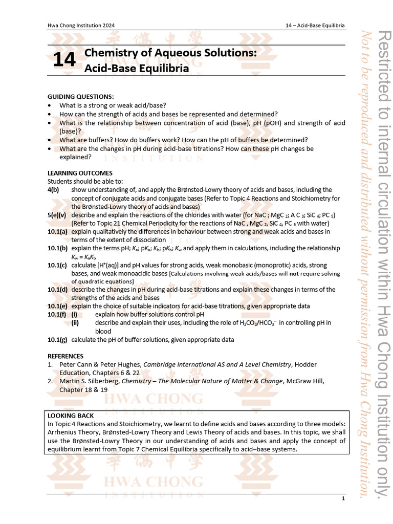 Acid-Base Equilibria in Chemistry | PDF | Acid | Ph