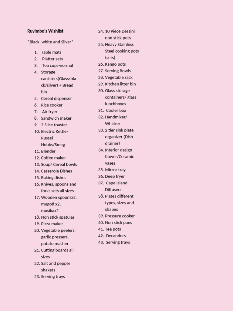 Wish List | PDF