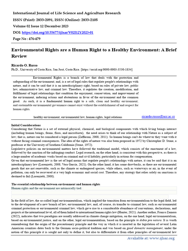 2023-12-Environmental Rights Are A Human Right | PDF | Creativity ...