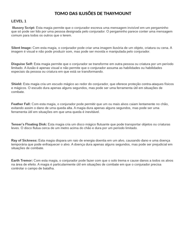 Tomo Das Ilusiões de Thaymount | PDF